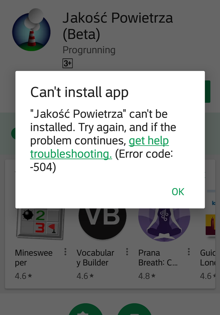 Google Play Store Can t Install App Error Code 504 